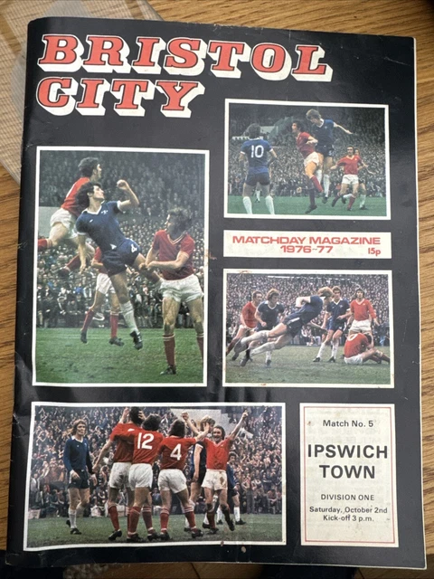 BRISTOL CITY 1976/77 Season. Vs Ipswich Town £1.76 - PicClick UK