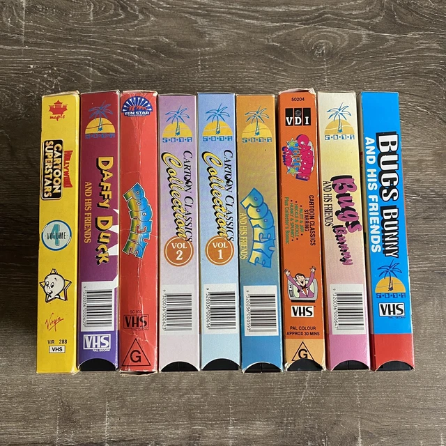 CARTOON VHS VIDEO Tape Bundle Classics! Popeye, Bugs Bunny, Daffy Duck ...