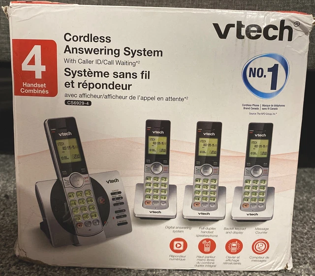 VTECH CS6929-4 4-HANDSET Cordless Phone with Digital Answering System ...