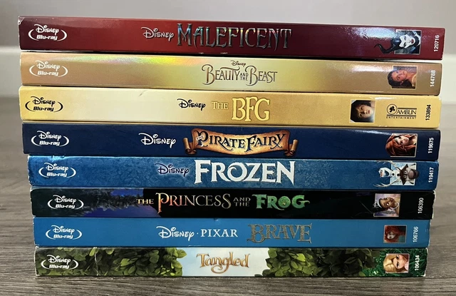 8 DISNEY DVD Blu-ray Lot Princess Tangled Brave Fairy Frozen Beauty ...