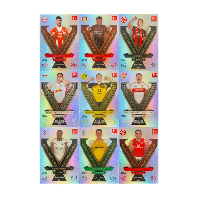 TOPPS MATCH ATTAX Bundesliga 2025/26 Alle 9 VICTORY Karten 25/26 EUR 5 ...