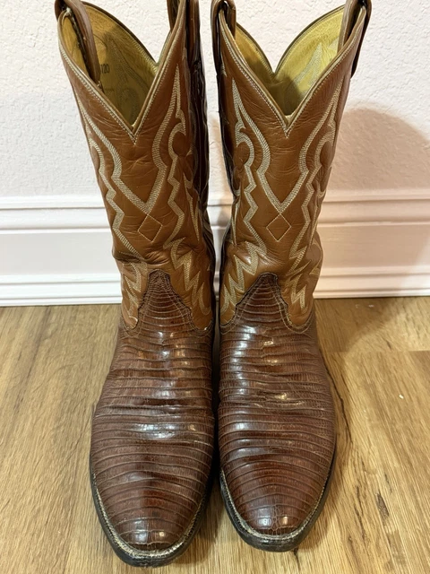 VINTAGE TONY LAMA Black Label Teju Lizard Brown 12d £129.27 - PicClick UK