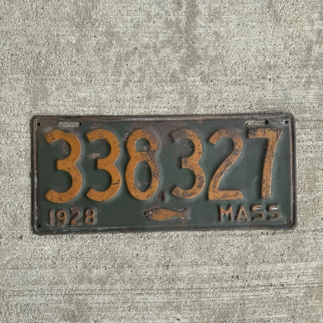 1928 MASSACHUSETTS PLAQUE d'immatriculation 338327 masse MA morue ...