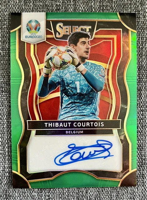 💥2020 SELECT UEFA Euro Thibaut Courtois Signatures Green Prizm Auto 17/ ...