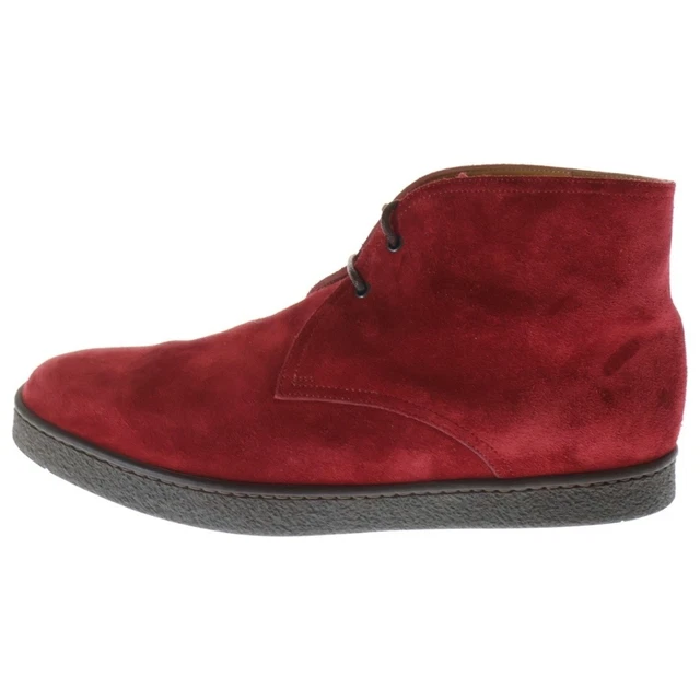 JOHN LOBB ROB TURF Suede Leather Chukka BOOTS Red brown 7 25cm 4613 ...