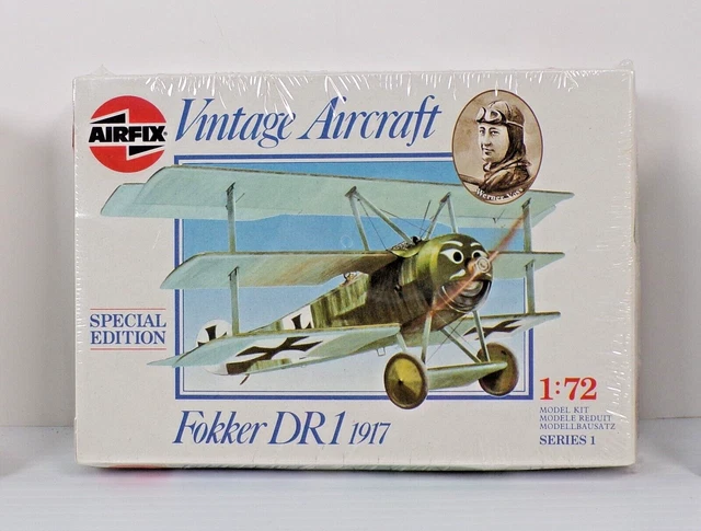 3 MODÈLES SCELLÉS Airfix 1:72 Sopwith 2F1 Camel, Fokker DR1 Triplane ...