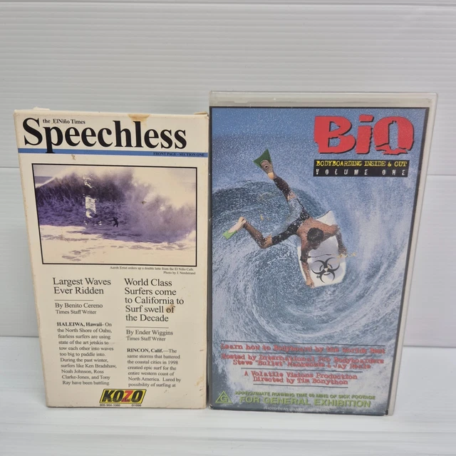 VINTAGE SURFING SPEECHLESS Bodyboarding BIO VHS Tapes Kelly Slater Rob ...
