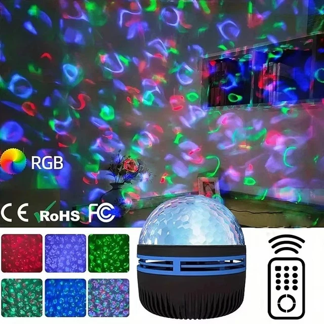 STAR & GALAXY Projector 7-Color Ocean Wave Night Light Bedroom Room ...