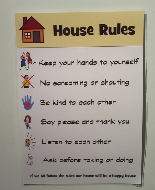 HOUSE RULES Child Behaviour Warning Chart Ideal Kids Toddlers house-rules-child-behaviour-warning-chart-ideal-kids-toddlers