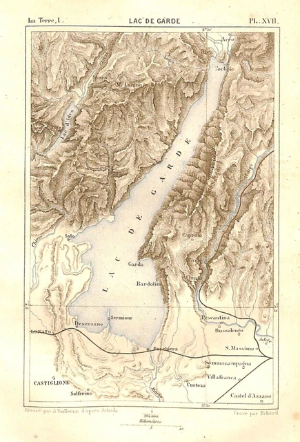 LE LAC DE Garde / Lago Di Garda ( I ) Carte Géographique / Map 1883 EUR ...
