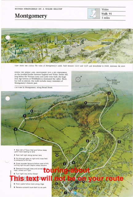 MONTGOMERY POWYS VINTAGE Walking Route & Map circa 1975 #91 £3.49 ...
