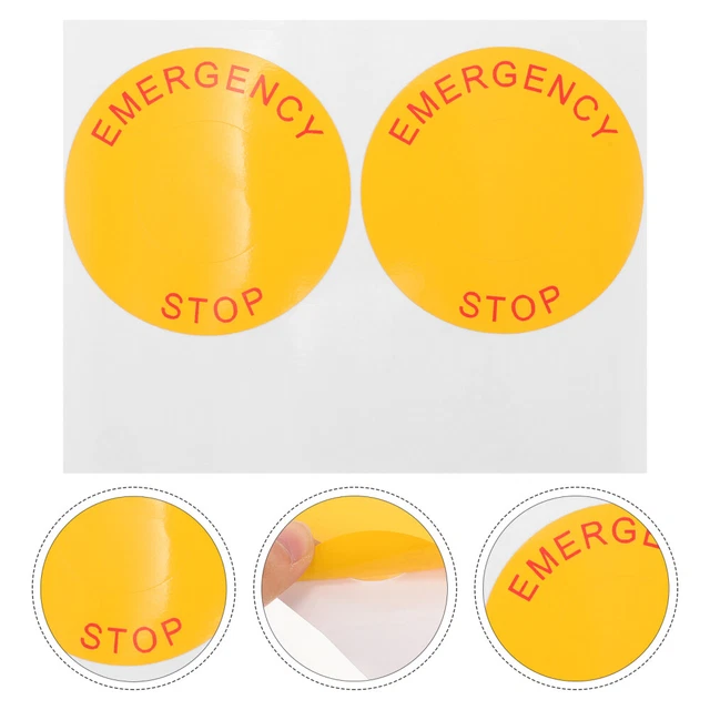 8 SHEETS PUSH Button Sticker Emergency Stop Sign Caution Signs Safety ...
