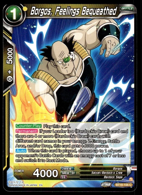 2022 DRAGON BALL : Dawn of the Z-Legends Borgos Feelings Bequeathed #BT18-105C $1.00 - PicClick CA