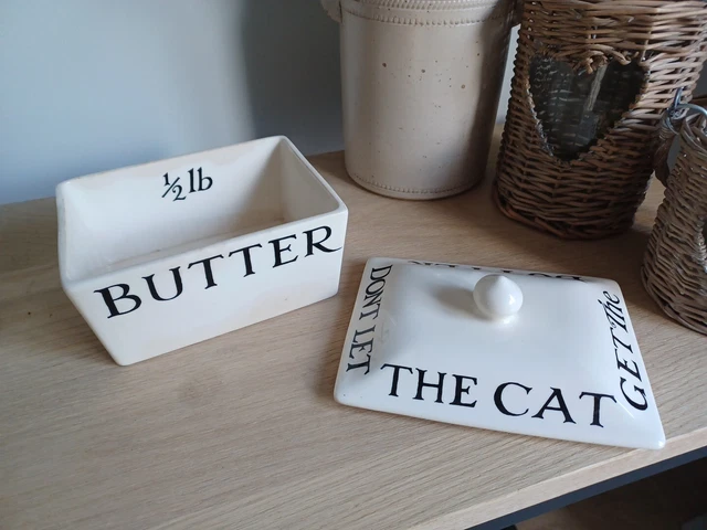 EMMA BRIDGEWATER BLACK Toast Half a Pound Butter Dish Lid Large -free ...