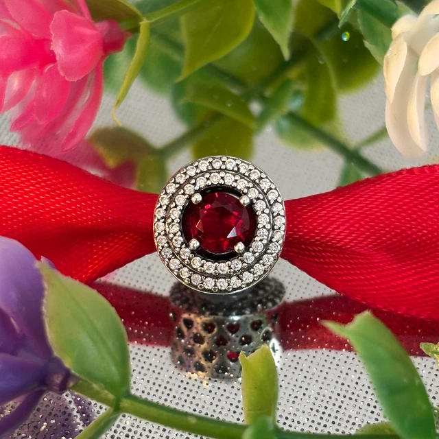 PANDORA 💖 RED Sparkling Levelled Round Charm 🌟💫 £27.76 - PicClick UK