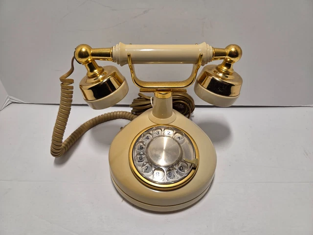 VINTAGE ROTARY FRENCH Style Telephone Retro Ivory Gold Western Electric ...