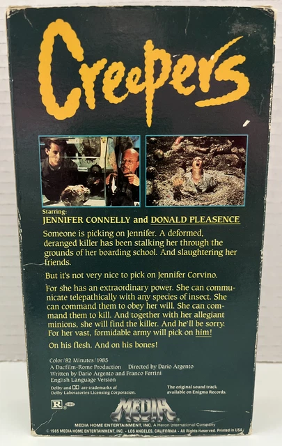 CREEPERS VHS HORROR Gore Terror Cult Classic Slasher Rare Vintage 1985 ...