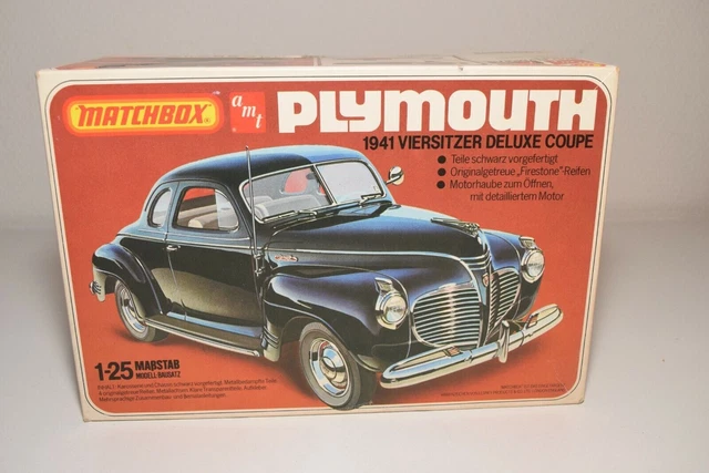 A34 1:25 MATCHBOX Amt Kit Pk-4142 Plymouth Deluxe Coupe 1941 Mib Rare ...