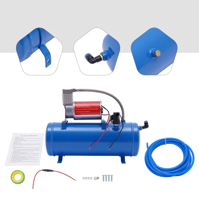 AIR COMPRESSOR KIT For Van Train Car Truck Boat Air Horn 6L Tank 12V ...