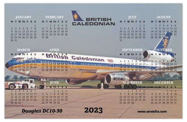 BCAL BRITISH CALEDONIAN -DOUGLAS DC10 2023 CALENDAR FRIDGE MAGNET 6 x 4 ...
