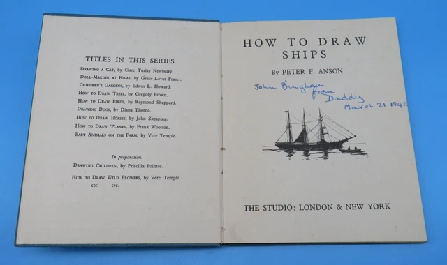 HOW TO DRAW Ships Peter F. Anson Hardback 1st 1941 Bradford And Dickens ...