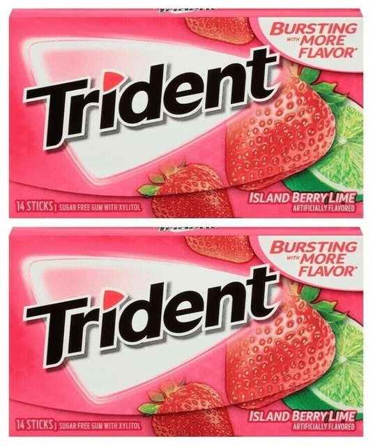 2X TRIDENT ISLAND Berry Lime Flavor Sugar Free Gum With Xylitol ...