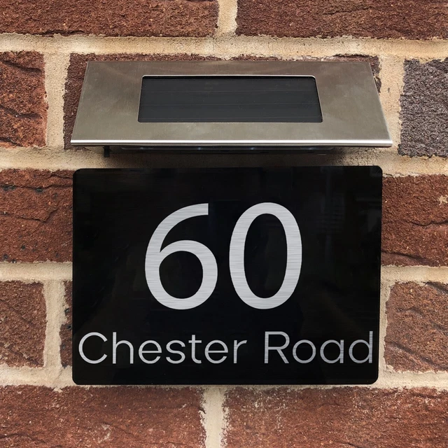 SOLAR LIGHT DOOR Sign Numbers House Sign Plaques Door Personalised Name ...