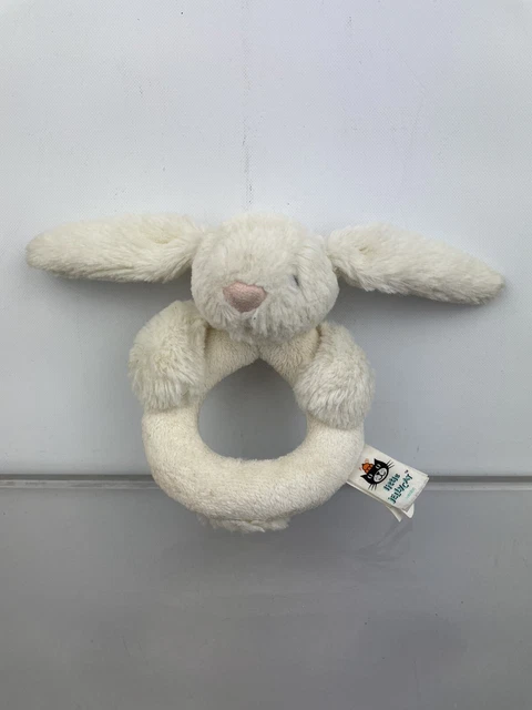 JELLYCAT BASHFUL RABBIT Ring Rattle Plush Soft Toy Comforter Jelly Cat Bunny Dou £6.29 - PicClick UK
