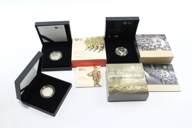 ROYAL MINT D Day VE Day The Army WW1 925 Silver Commemorative Coins ...