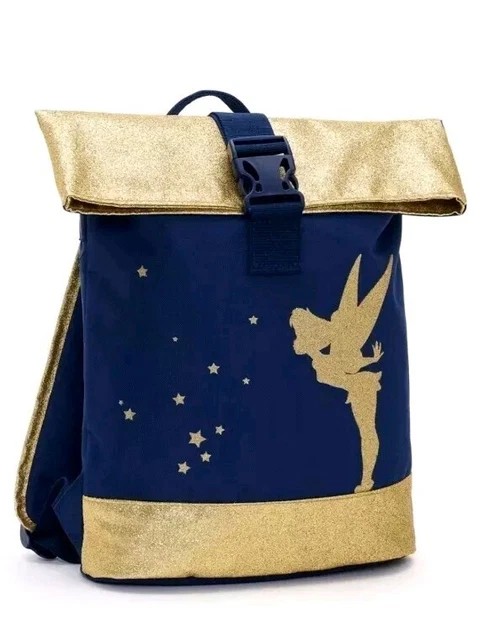DISNEY STORE PRINCESS Tinkerbell Fairy Blue School Bag Backpack Gold ...