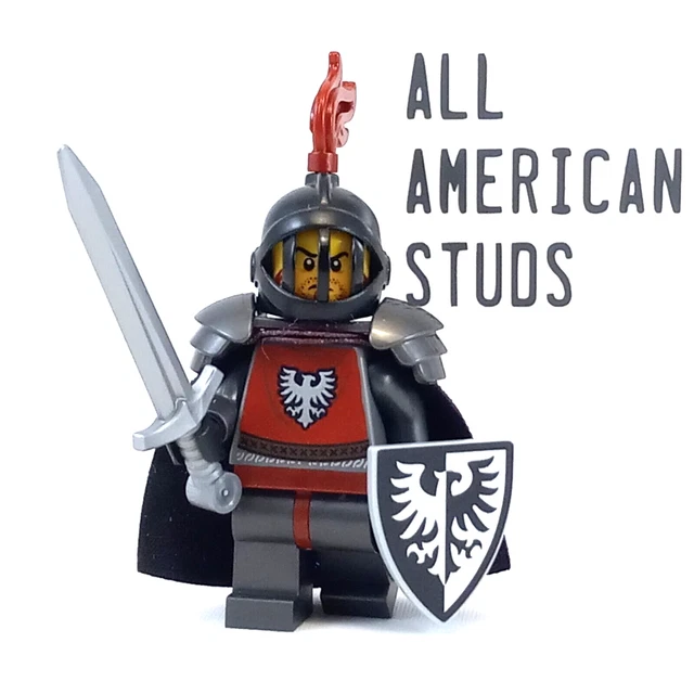 LEGO CASTLE RED Falcon Knight BAM Minifigure Medieval Shield Mace Armor ...