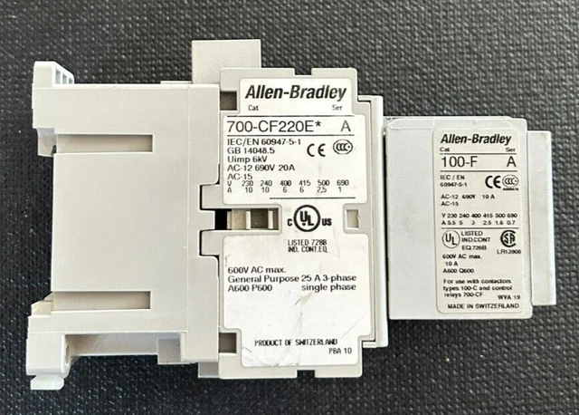 ALLEN BRADLEY RELAY Contactor - Cat 700-CF220E - 25A 3Phase 24VDC Coil ...