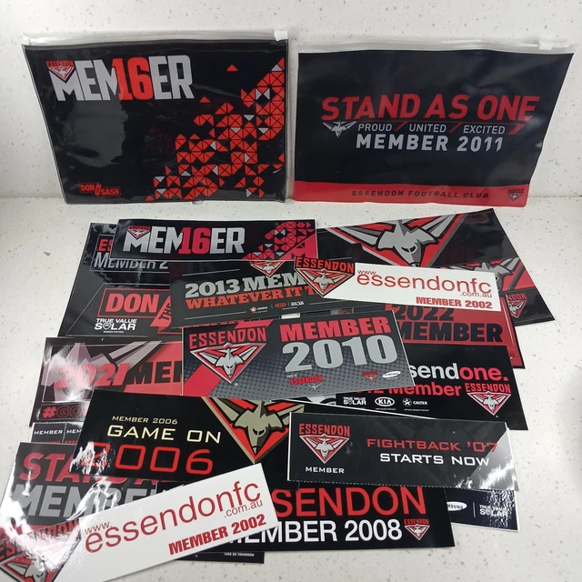 ESSENDON FOOTBALL CLUB Members Stickers Mixed Years Bundle $40.00 ...
