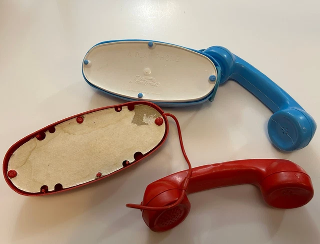 VINTAGE HANDI-CRAFT TOUCH Tinkle Push Button Phone Red and Blue St ...