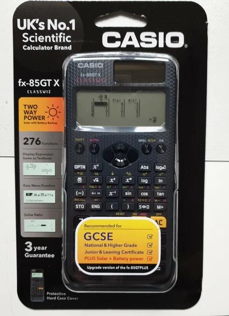 CASIO FX-85GTX 276 Functions Scientific Calculator Black GCSE School ...