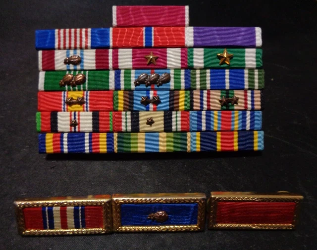 US ARMY COMBAT Military Ribbon Bar Iraq Afghanistan Service 19 ribbons ...