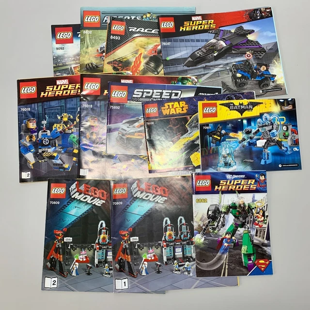 LEGO MOVIE/SUPER HEROES/STAR Wars/Racers Manuali di istruzioni x11 NO ...