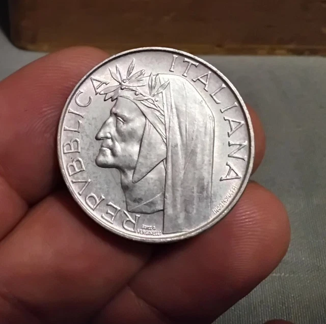 REPUBBLICA ITALIANA MONETA Da 500 Lire 1965 Dante Argento Silver Coin ...