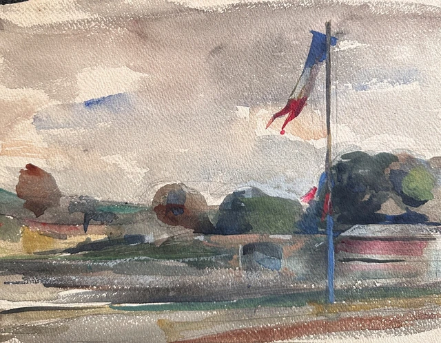 BEAUTIFUL DRAWING TRICOLOR Flag Landscape Study Jean Terles Art $82.03 ...
