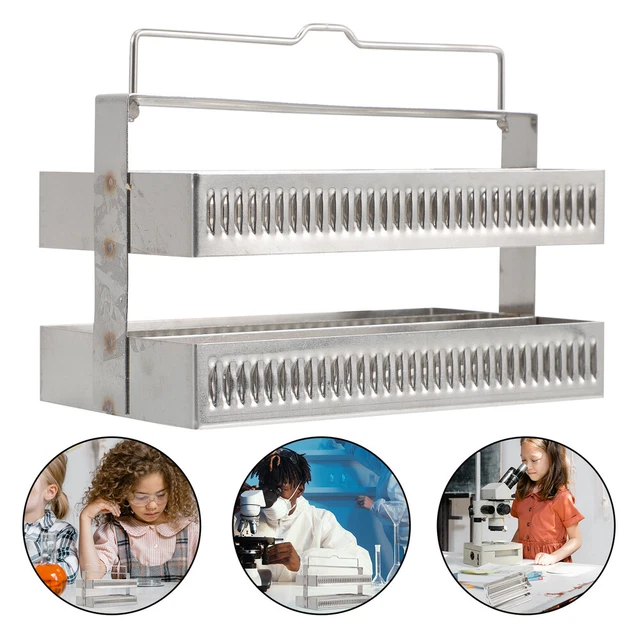 GLASS SLIDE STAINING Rack Slide Drainer Glass Slides Microscope $17.61 ...