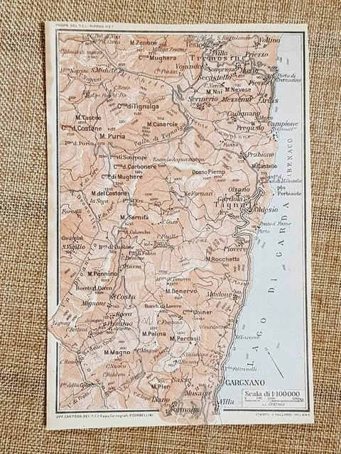 1920S MAP OR map Gargnano Oldesio Tignalga Lombardia T.C.I. £10.31 ...