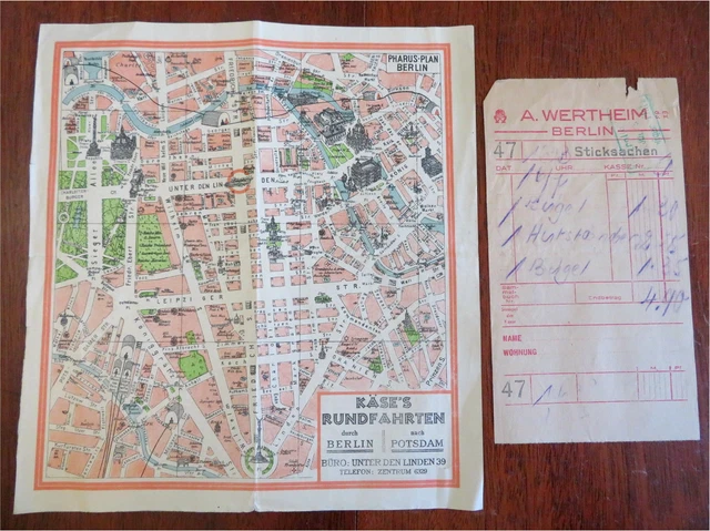 BERLIN C. 1920'S Ephemeral Lot Cartoon Pictorial Map Receipt ...
