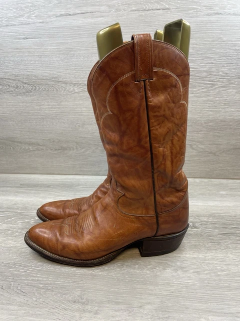 TONY LAMA MEN’S 9 Tan Brown Leather Western Cowboy Boots Style 5084 ...