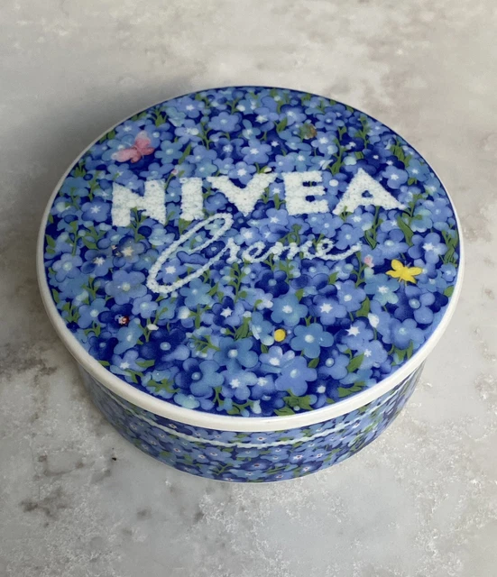 NIVEA CREME ROUND Porcelain/China Lidded Jar/Pot Flowers/Butterflies ...