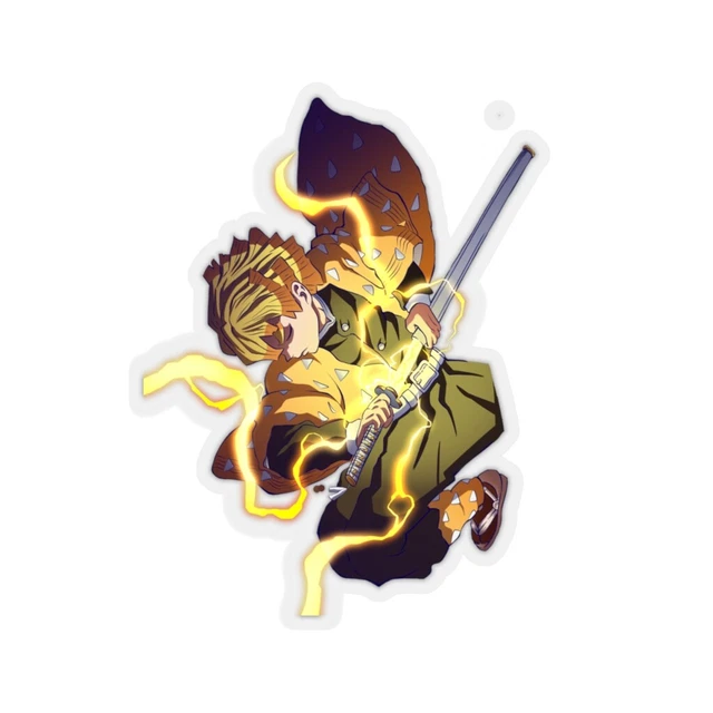 ZENITSU THUNDER BREATHING Demon Slayer Sticker White/Transparent EUR 3 ...