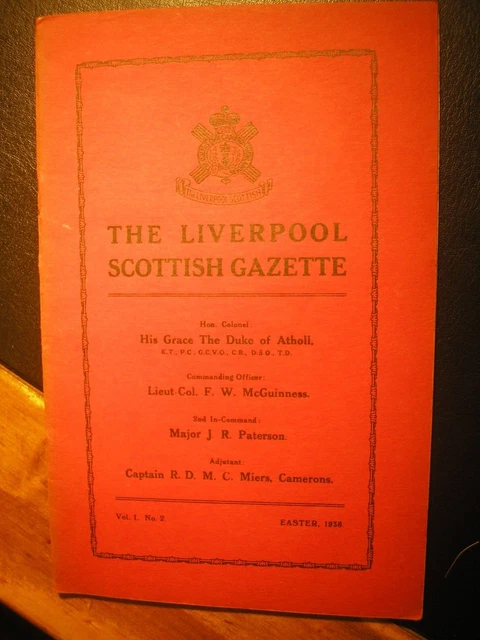 LIVERPOOL SCOTTISH REGIMENT Journal 1938 British Army Military History ...