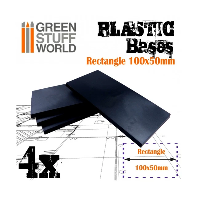 GREEN STUFF WORLD Bases 100x50mm Rectangular Plastic Bases - Black New ...