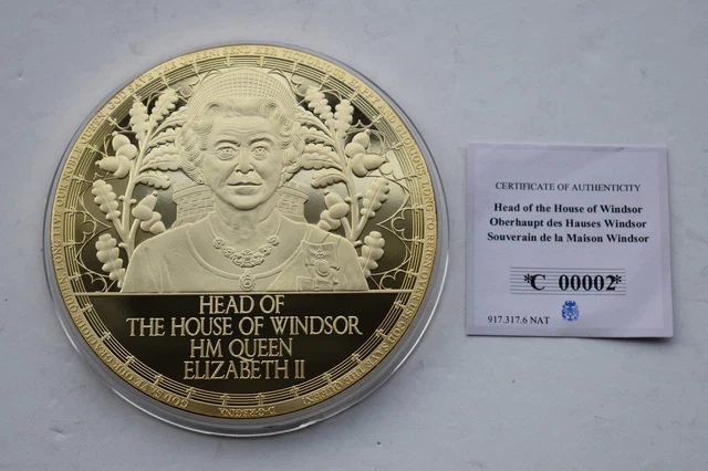 2016 QEII 'HEAD of the House of Windsor' 100mm Gold Plated ...