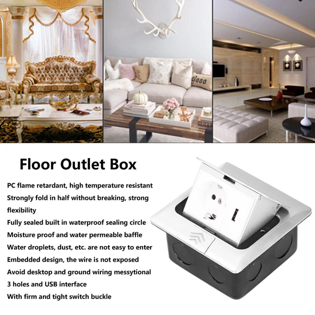 FLOOR ELECTRICAL OUTLET Embedded Pop Up Socket Box EU Standard USB ...