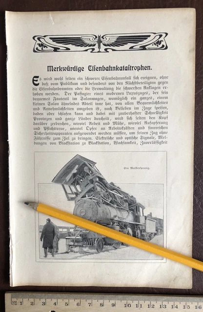 EISENBAHN KATASTROPHE FOTO 1903 Zug Unglück Unfall Zusammenstoß Lok ...